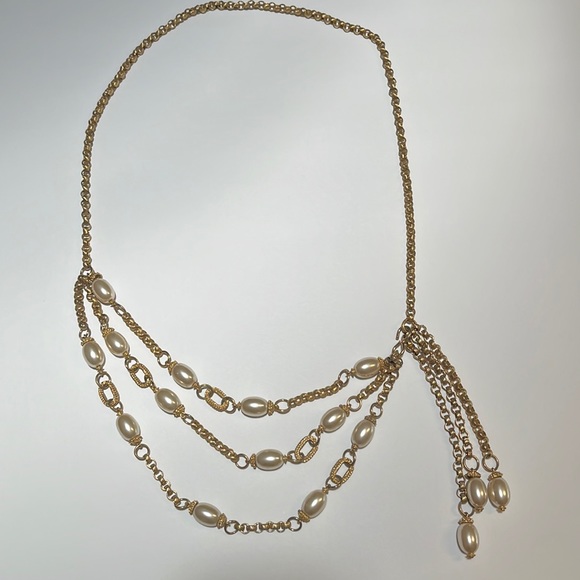 Accessories | Vintage Gold And Pearl Chain Belt | Poshmark